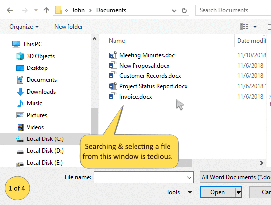 Select a file quickly in file open/save window on Windows 11/10/8/7 Select a file quickly in file open/save window on Windows 11/10/8/7