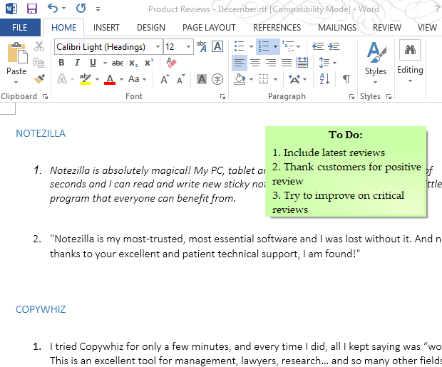 Attaching sticky notes to Microsoft Word Document and PDFs in Windows ...