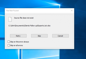 Continue file-copying even if an error occurs in Windows using a ...