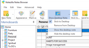 Hide and unhide sticky notes from the desktop using a Windows sticky ...