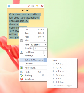 Inserting bullets and numbers in Notezilla sticky notes – Conceptworld ...