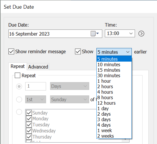 Get reminders in advance before actual reminder date in Notezilla - Conceptworld Support