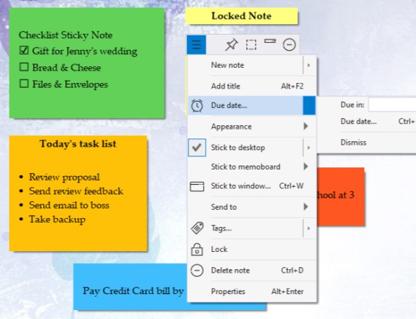 Sticky note with default due date (reminder date) in Windows ...